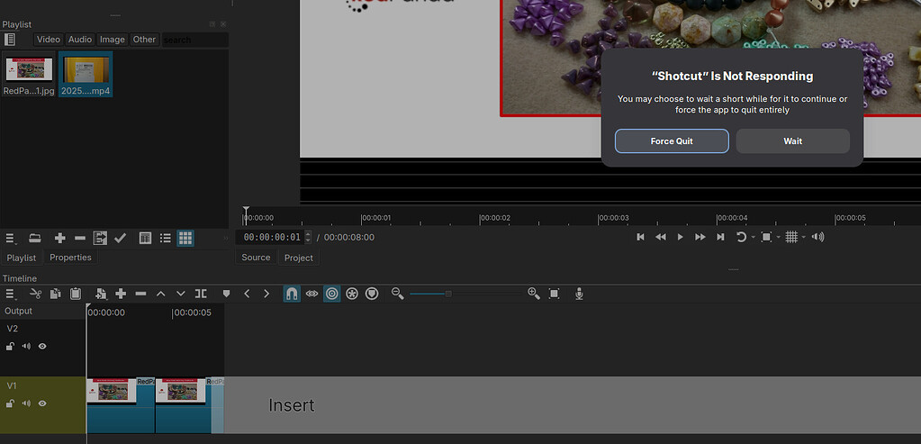 Crash bringing playlist clips into video timeline - Bug - Shotcut Forum