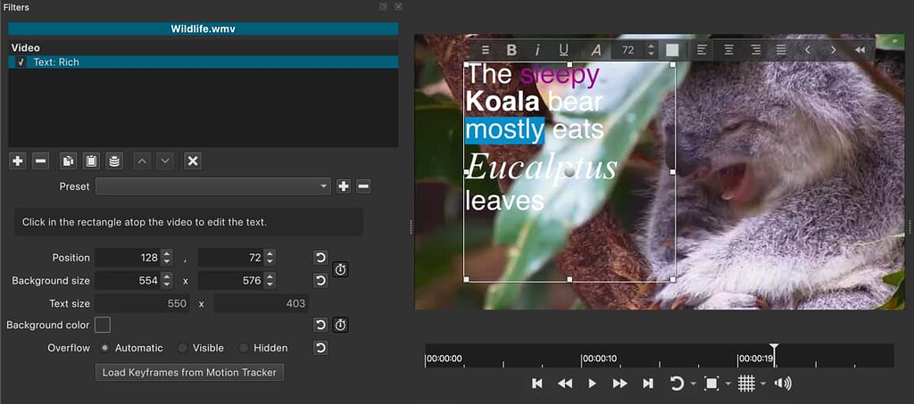 Text: Rich Video Filter - Documentation - English - Shotcut Forum