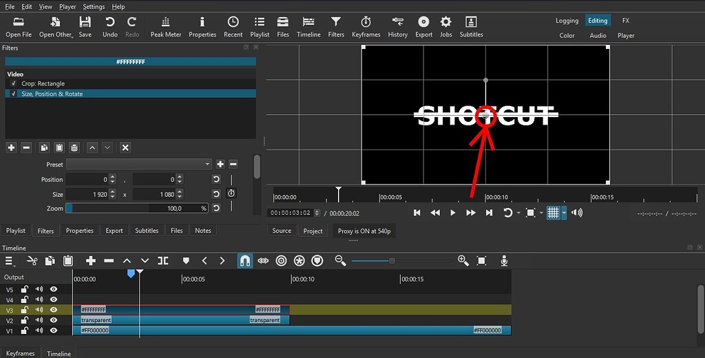 Changing Rotation Anchor Point on Cropped Shape - Help/How To - Shotcut ...