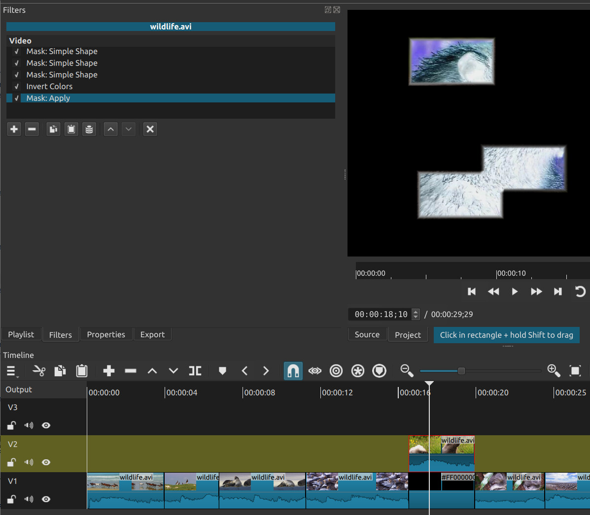 Multi mask simple shape filter mask apply issue - Help/How To - Shotcut ...