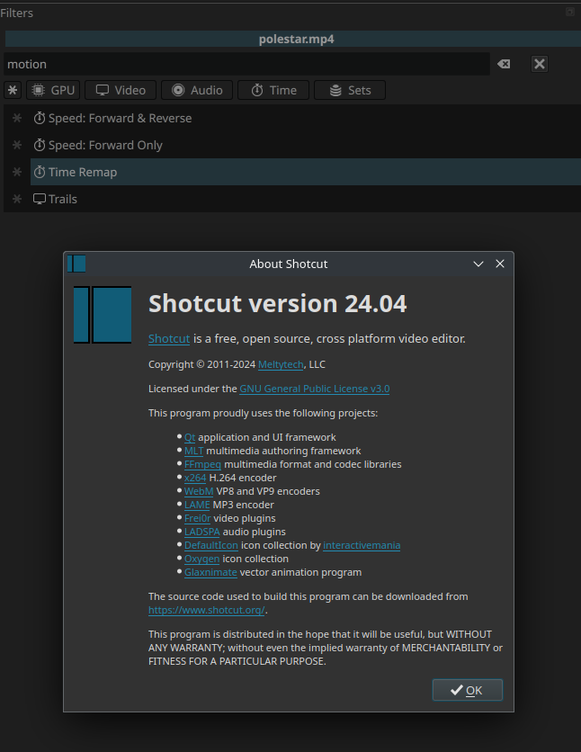 Missing Motion Filter v24.04(linux) - Help/How To - Shotcut Forum